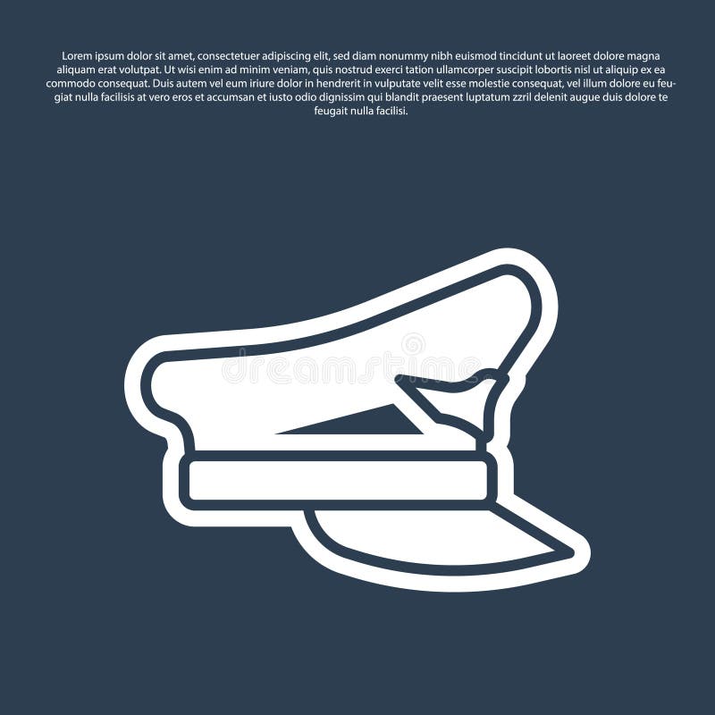Blue Line Pilot Hat Icon Isolated on Blue Background. Vector Stock ...
