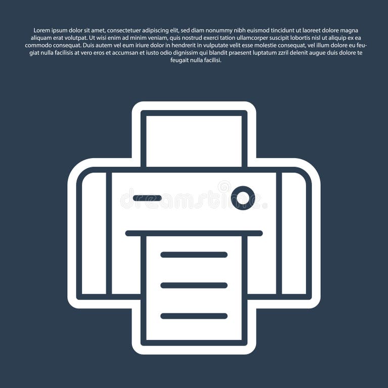 Blue Line Printer Icon Isolated on Blue Background. Vector Stock ...