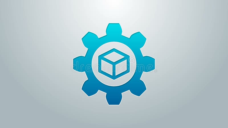 Blue Line Product Development Icon Isolated on Grey Background. Gear ...