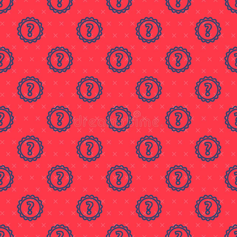 Blue Line Question Mark Icon Isolated Seamless Pattern on Red ...