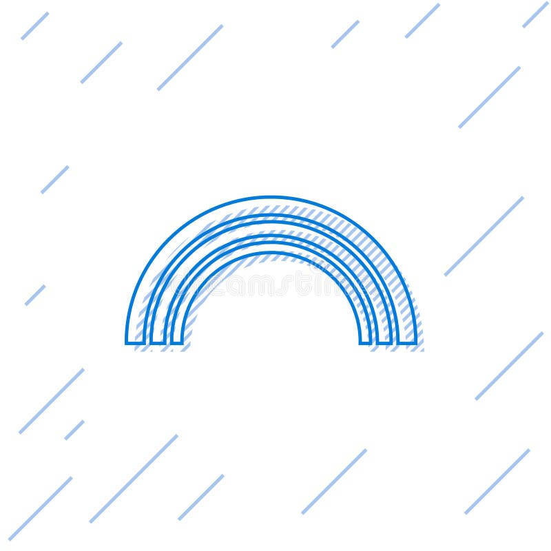 Blue Line Rainbow Icon Isolated on White Background. Vector ...