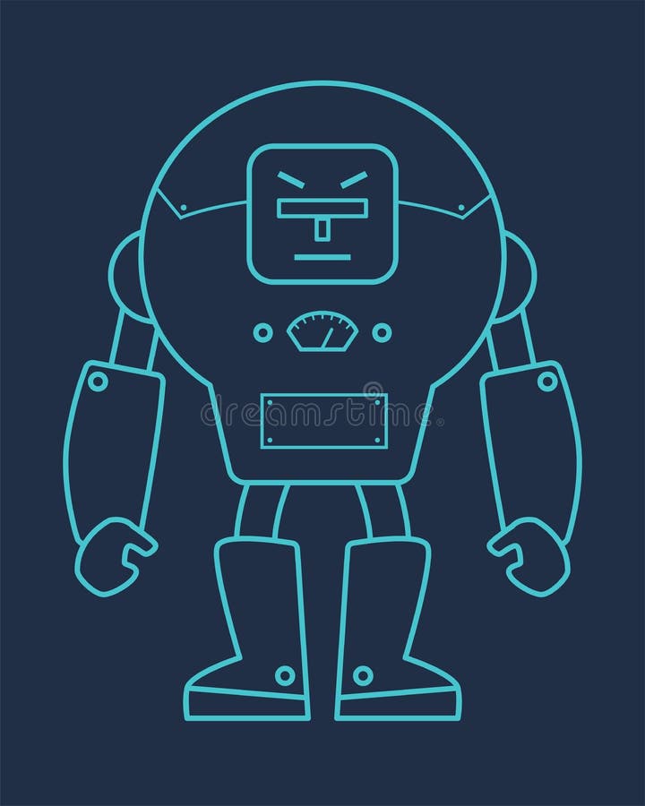 Blue Line Robot Illustration Stock Vector - Illustration of design ...