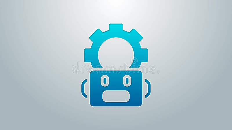 Blue Line Robot Setting Icon Isolated on Grey Background. Artificial ...