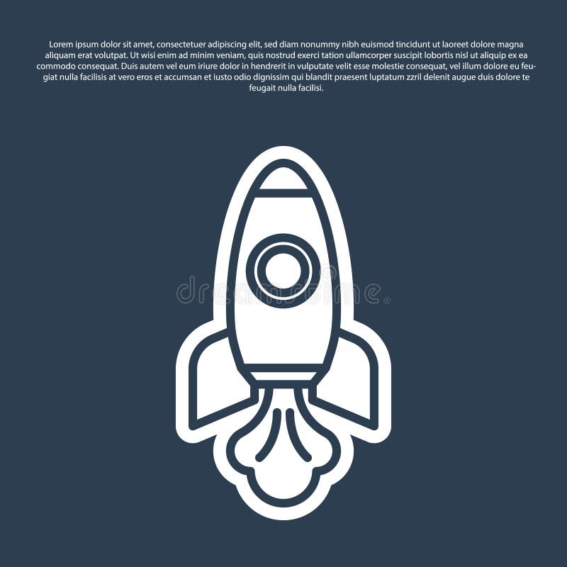 Blue Line Rocket Ship Icon Isolated on Blue Background. Space Travel ...