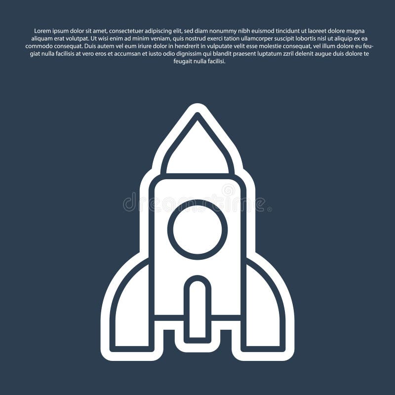 Blue Line Rocket Ship Toy Icon Isolated on Blue Background. Space ...
