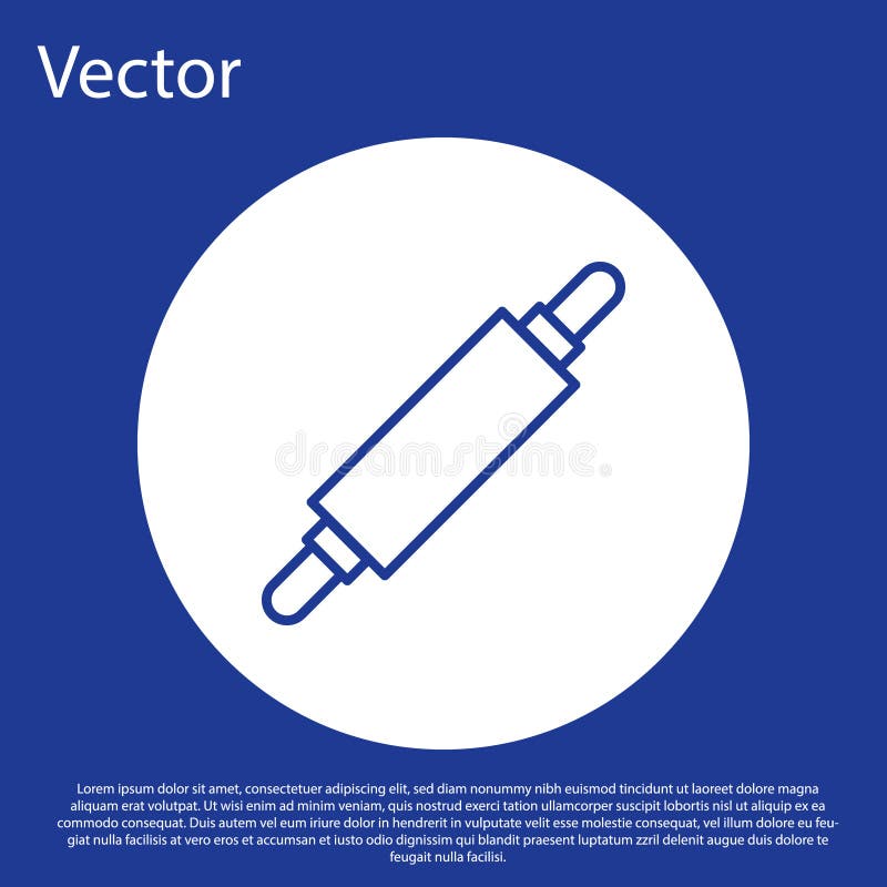 Blue Line Rolling Pin Icon Isolated on Blue Background. White Circle ...