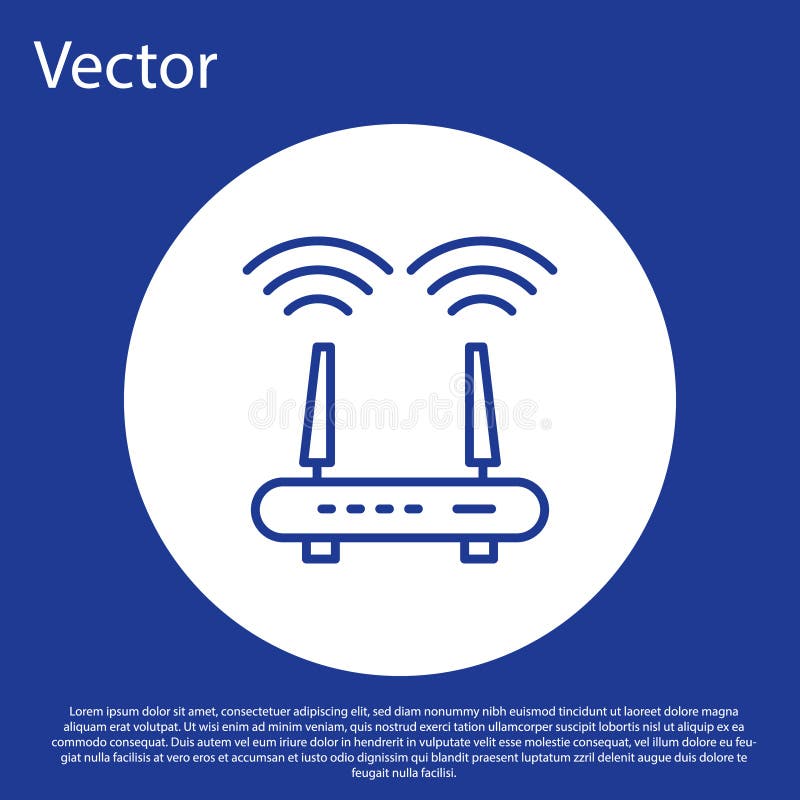 Blue Line Router and Wi-fi Signal Icon Isolated on Blue Background ...