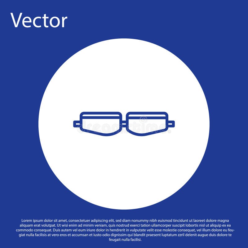 Blue Line Safety Goggle Glasses Icon Isolated on Blue Background. White ...