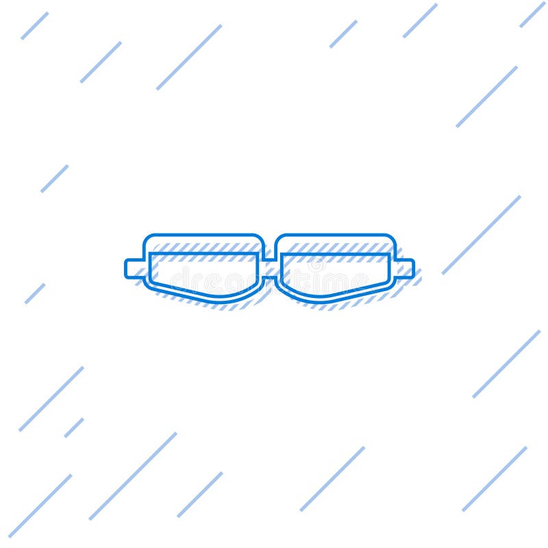 Blue Line Safety Goggle Glasses Icon Isolated on White Background ...