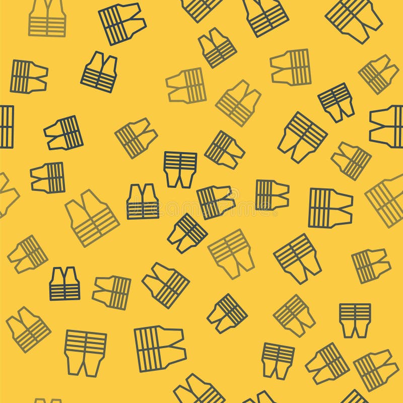 Blue Line Safety Vest Icon Isolated Seamless Pattern on Yellow ...