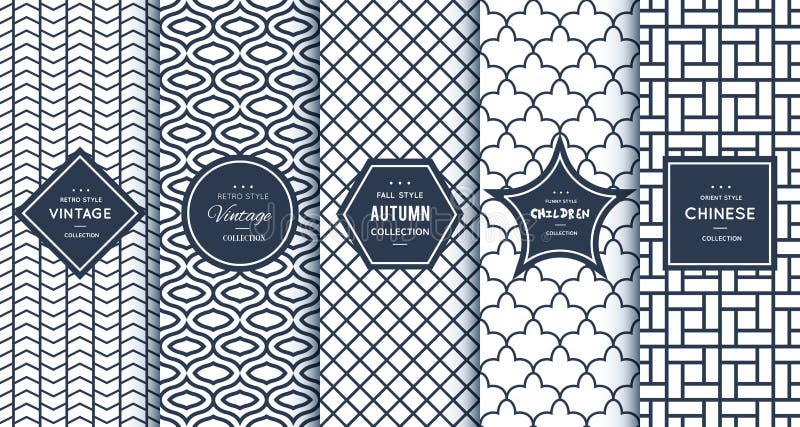 Blue Line Seamless Patterns for Universal Background Stock Vector ...
