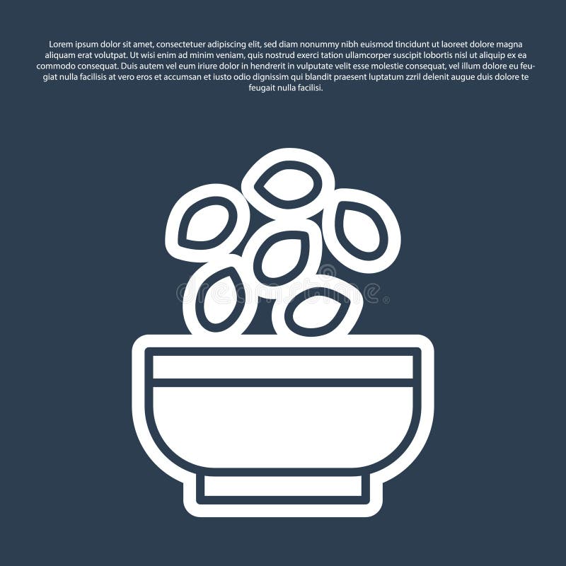 Blue Line Seeds in Bowl Icon Isolated on Blue Background. Vector Stock ...