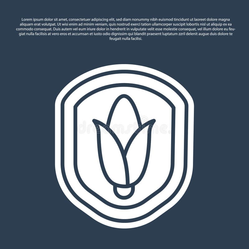 Blue Line Shield Corn Icon Isolated on Blue Background. Security ...