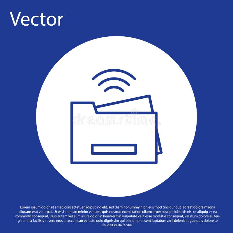 Blue Line Smart Printer System Icon Isolated on Blue Background ...