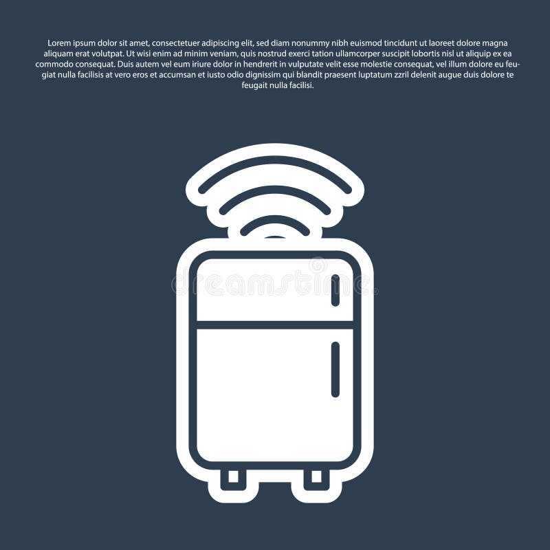 Blue Line Smart Refrigerator Icon Isolated on Blue Background. Fridge ...