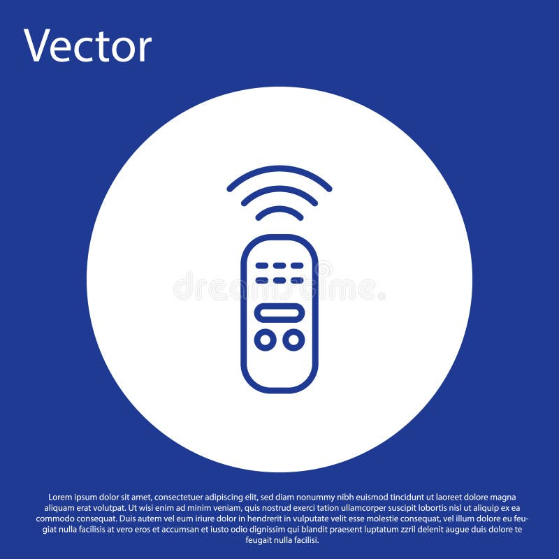 Blue Line Smart Remote Control System Icon Isolated on Blue Background ...