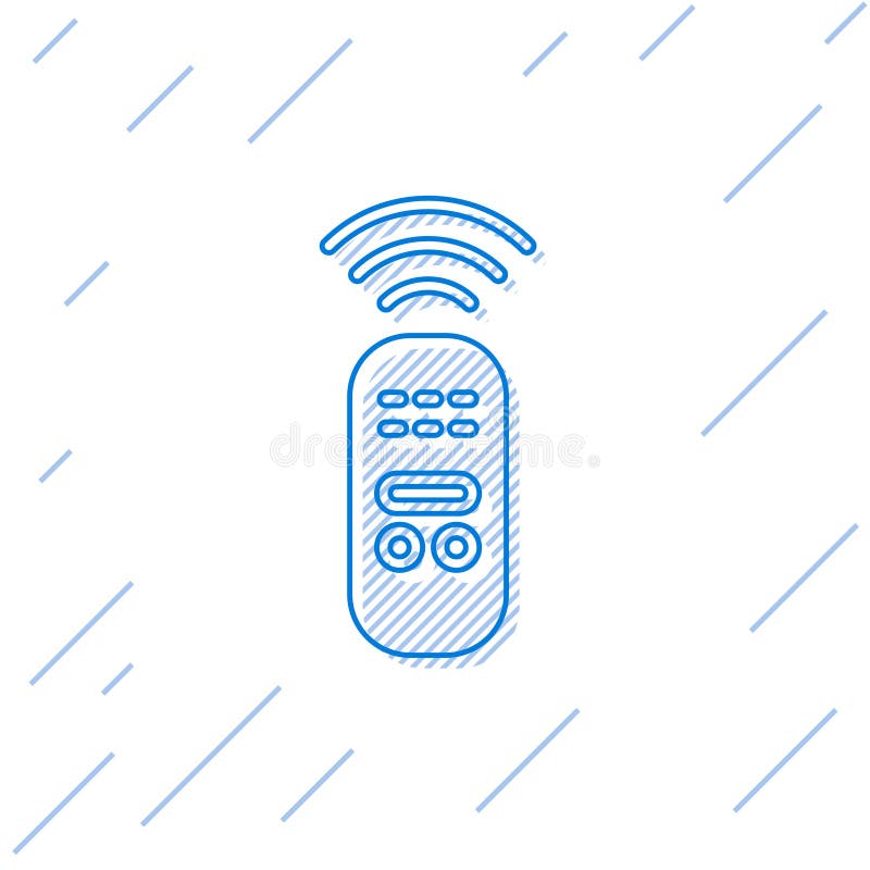 Blue Line Smart Remote Control System Icon Isolated on White Background ...