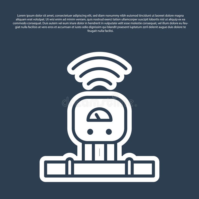 Blue Line Smart Sensor System Icon Isolated on Blue Background ...