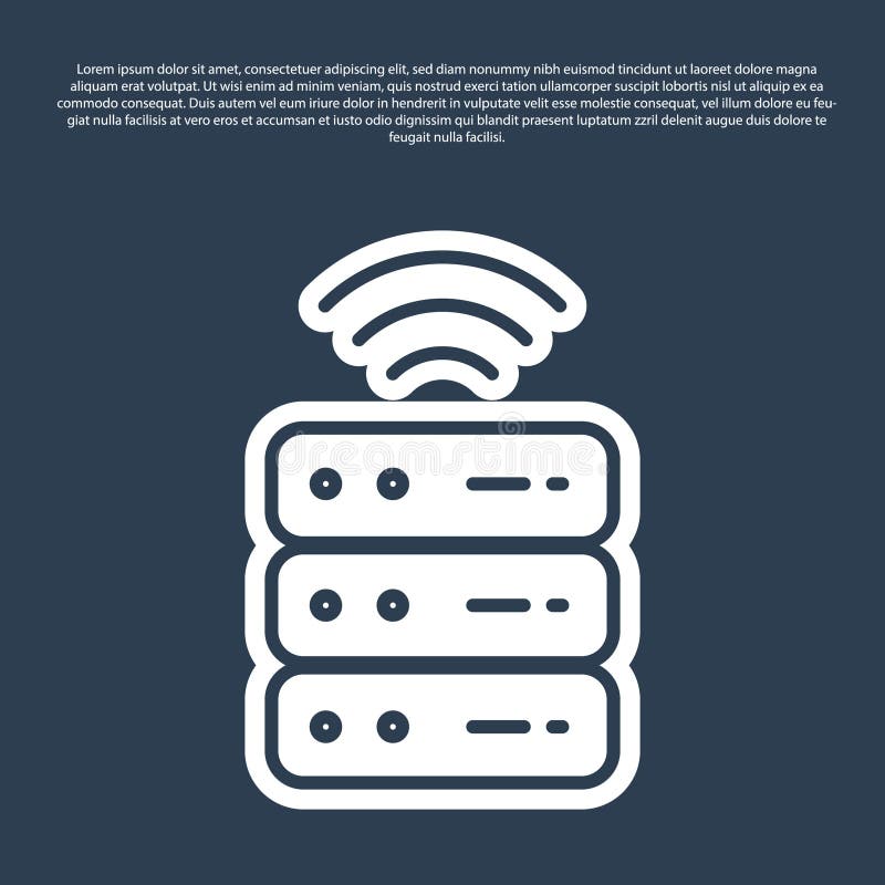 Blue Line Smart Server, Data, Web Hosting Icon Isolated on Blue Background. Internet of Things ...