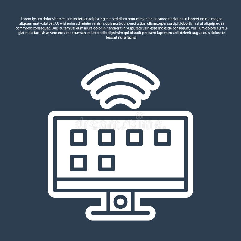 Blue Line Smart Tv System Icon Isolated on Blue Background. Television ...