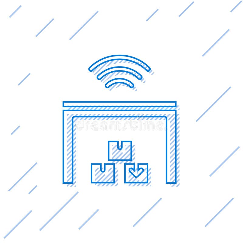 Blue Line Smart Warehouse System Icon Isolated on White Background ...