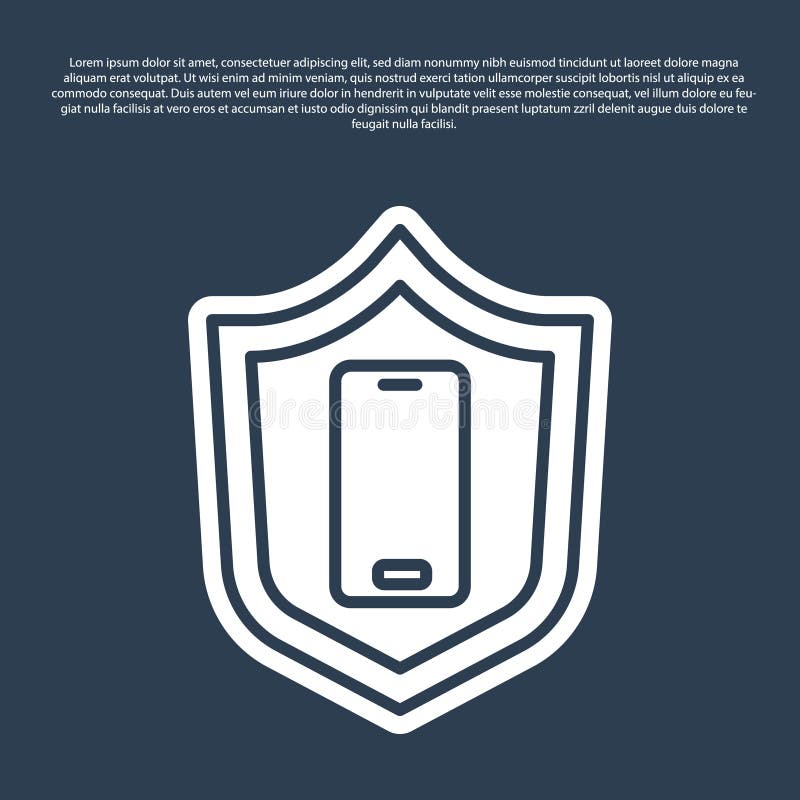 Blue Line Smartphone, Mobile Phone with Security Shield Icon Isolated ...