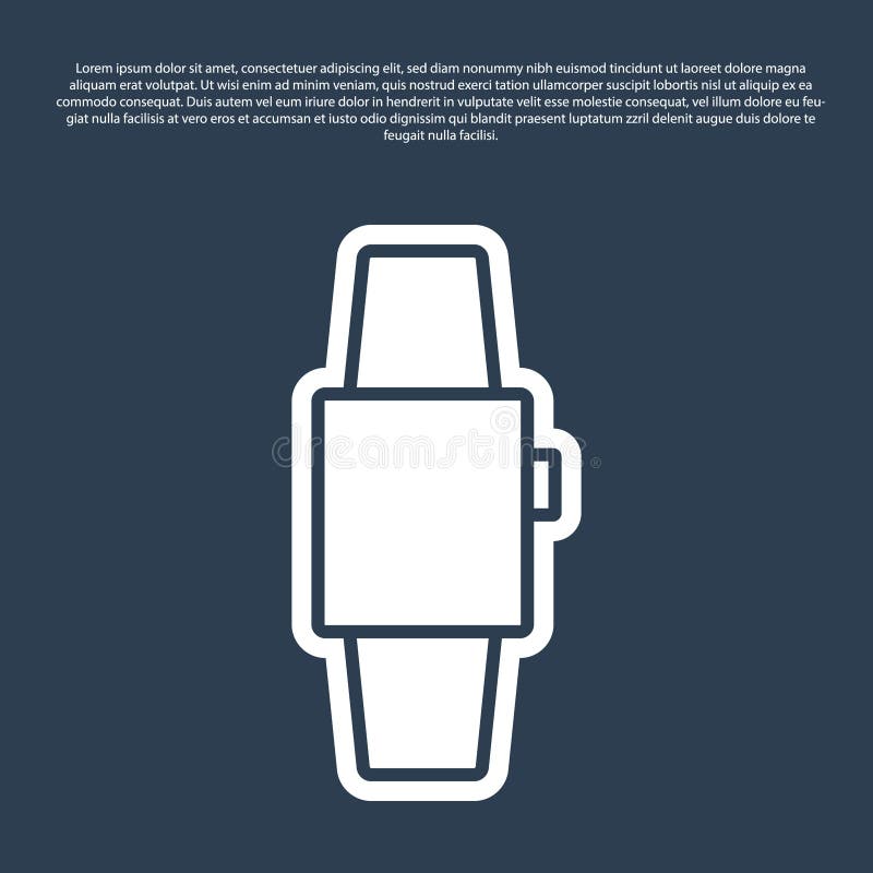 Blue Line Smartwatch Icon Isolated on Blue Background. Vector Stock ...
