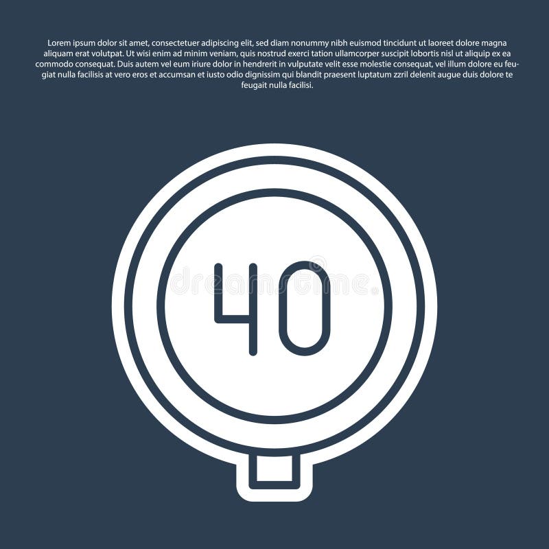 Blue Line Speed Limit Traffic Sign 40 Km Icon Isolated on Blue ...