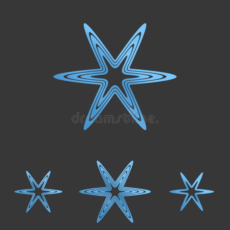 Blue Line Star Logo Design Set Stock Vector - Illustration of line ...