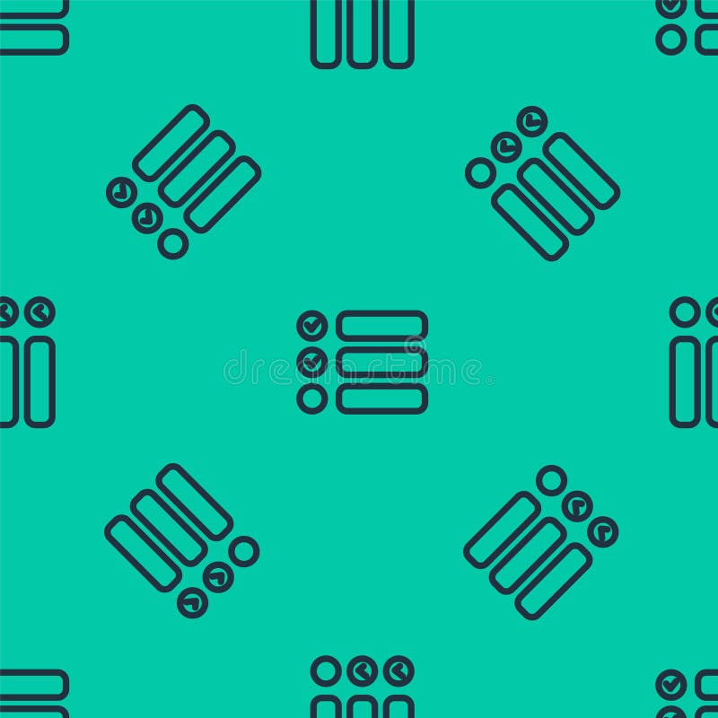 Blue Line Task List Icon Isolated Seamless Pattern on Green Background ...