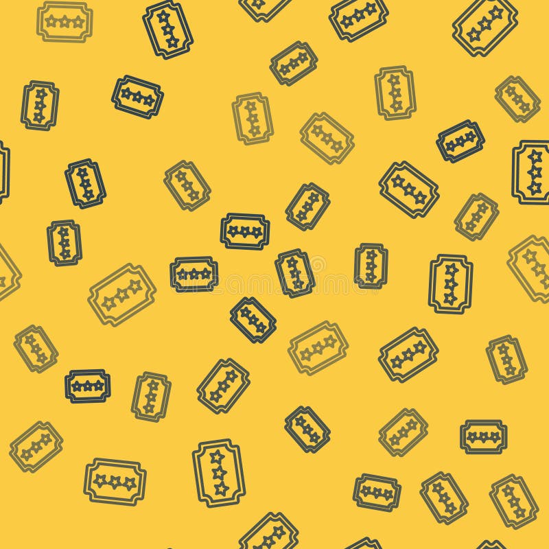 Blue Line Ticket Icon Isolated Seamless Pattern on Yellow Background ...