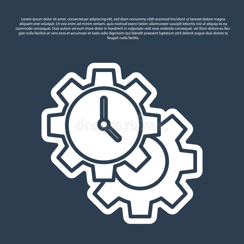 Blue Line Time Management Icon Isolated on Blue Background. Clock and ...