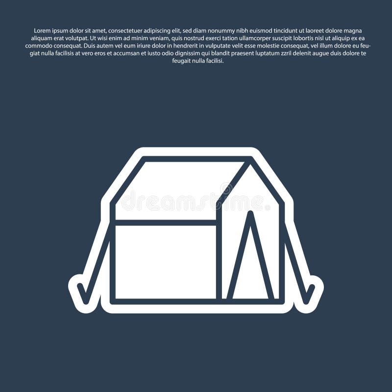 Blue Line Tourist Tent Icon Isolated on Blue Background. Camping Symbol ...