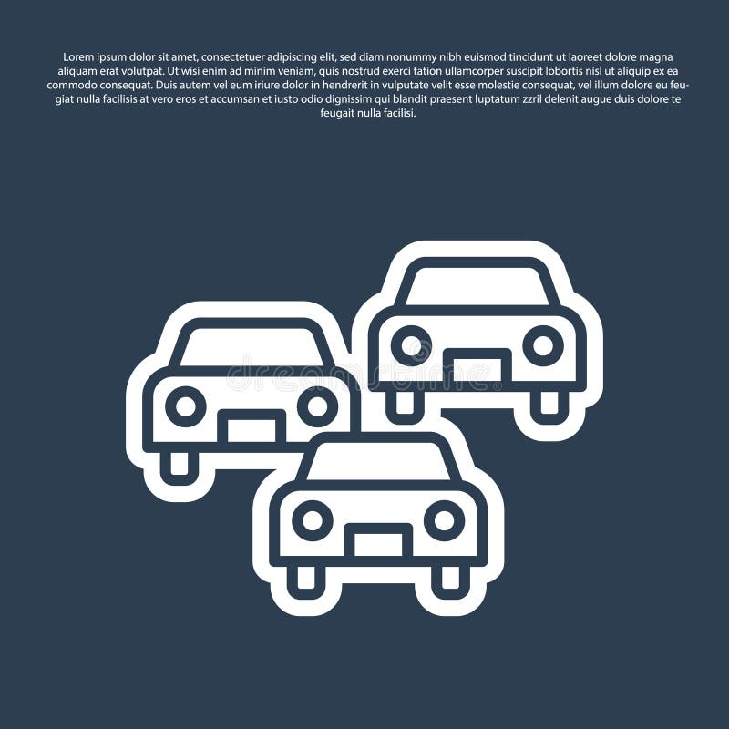 Blue Line Traffic Jam on the Road Icon Isolated on Blue Background ...
