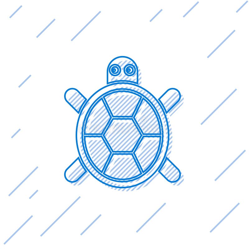 Blue Turtle Icon Isolated on Blue Background. White Circle Button ...