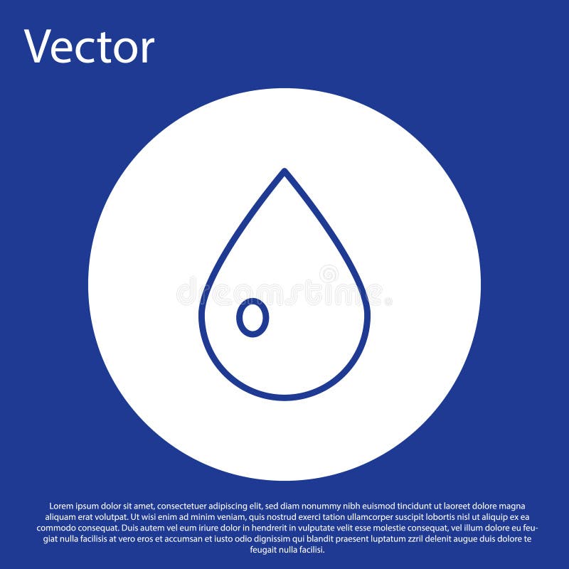 Blue Line Water Drop Icon Isolated on Blue Background. White Circle ...