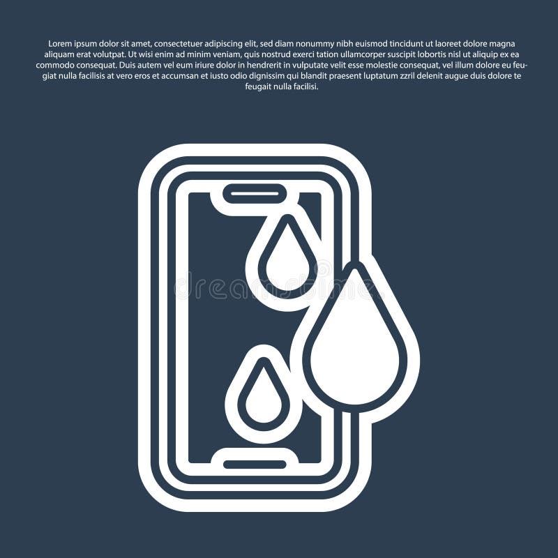 Blue Line Waterproof Mobile Phone Icon Isolated on Blue Background ...