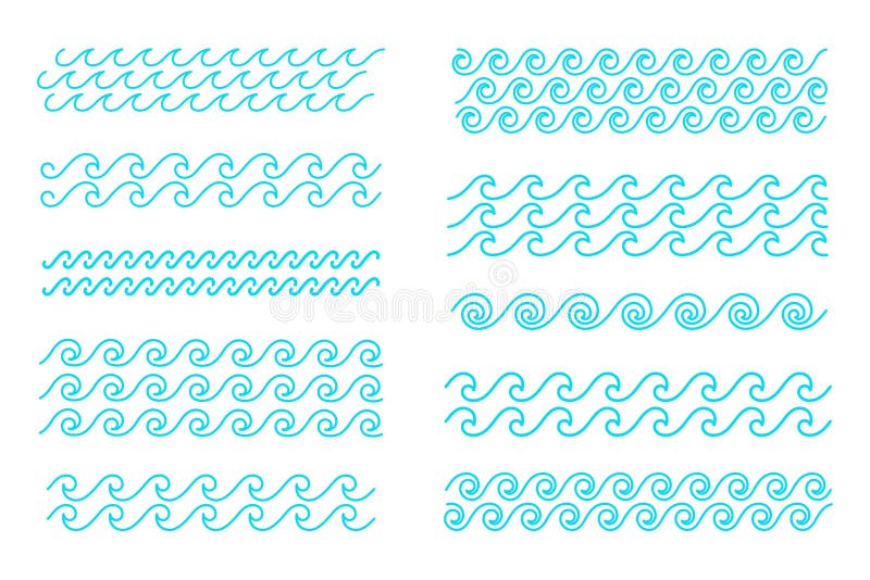 Blue Line Waves Vector Collection Stock Vector - Illustration of vector ...