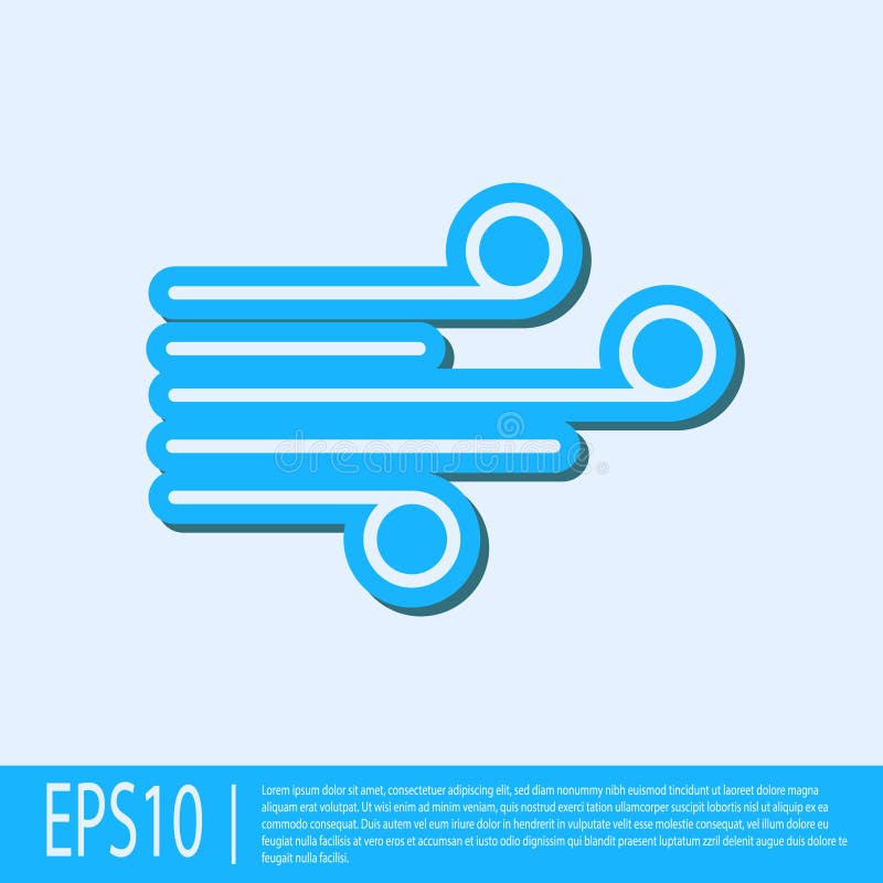 Blue Line Wind Icon Isolated on Grey Background. Windy Weather Stock ...
