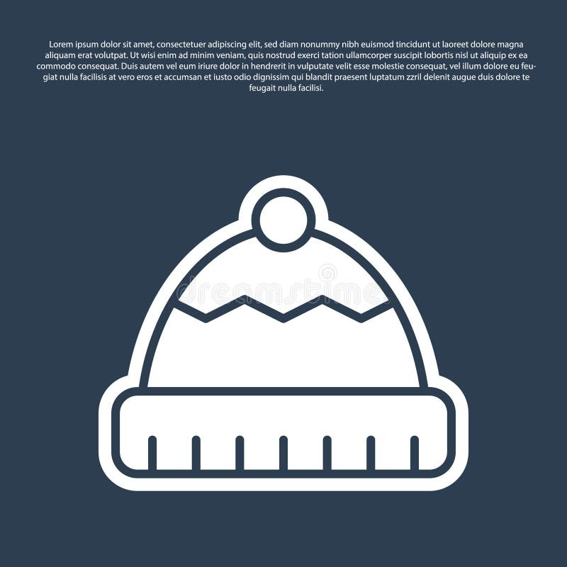 Blue Line Winter Hat Icon Isolated on Blue Background. Vector Stock ...