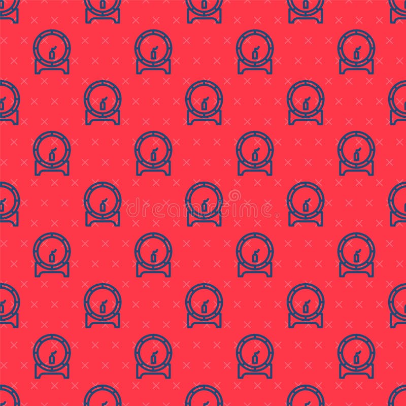 Blue Line Wooden Barrel on Rack with Stopcock Icon Isolated Seamless ...