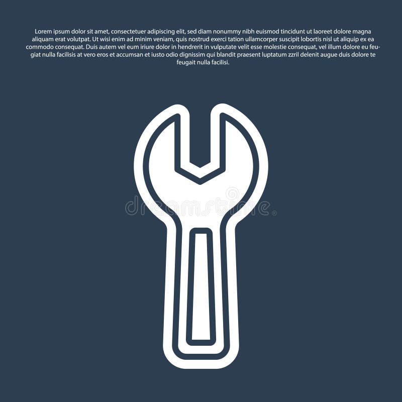 Blue Line Wrench Spanner Icon Isolated on Blue Background. Vector Stock ...