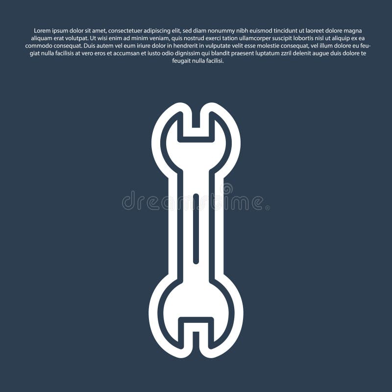 Blue Line Wrench Spanner Icon Isolated on Blue Background. Vector Stock ...