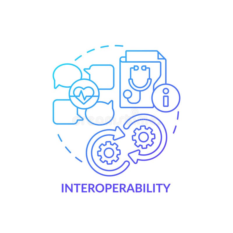 Blue Linear Gradient Icon Interoperability Concept Stock Vector ...