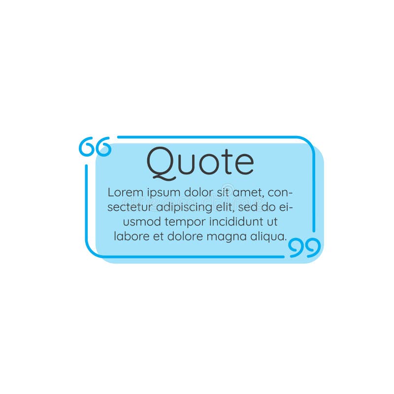 Blue Linear Outline Text Quote Frame, Vector Illustration on White ...