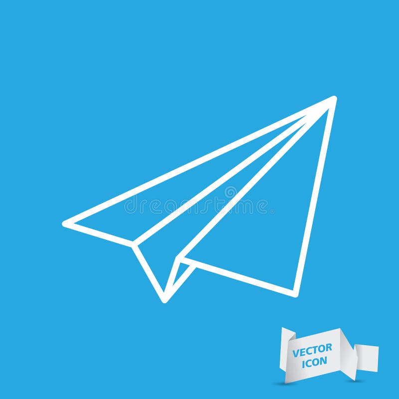Blue Linear Paper Plane Icon Stock Vector - Illustration of airplane ...