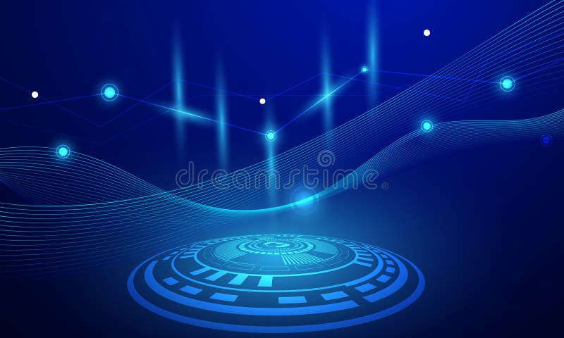 Blue Lines with Circle Circuit Connecting Network High Tech Abstract ...