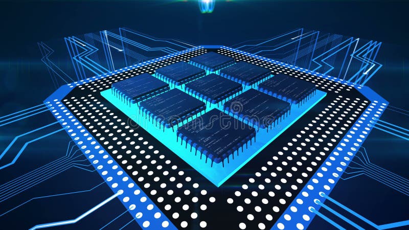 A Computer Circuit Board with a Yellow Light in the Center ...