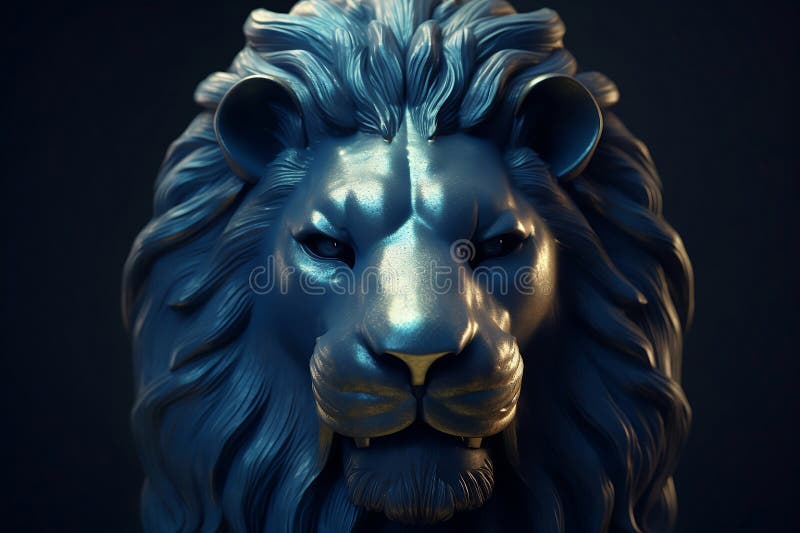 Blue Lion Icon Logo Silhouette of Lion Face Stock Vector - Illustration ...