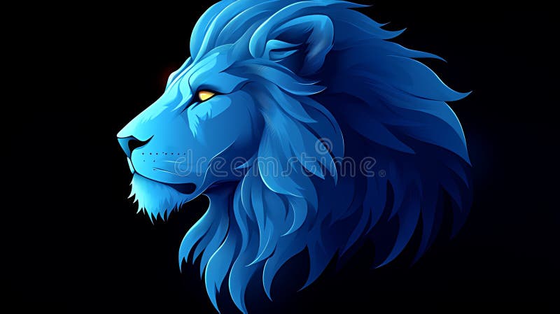 Blue Lion Icon Logo Silhouette of Lion Face Stock Vector - Illustration ...